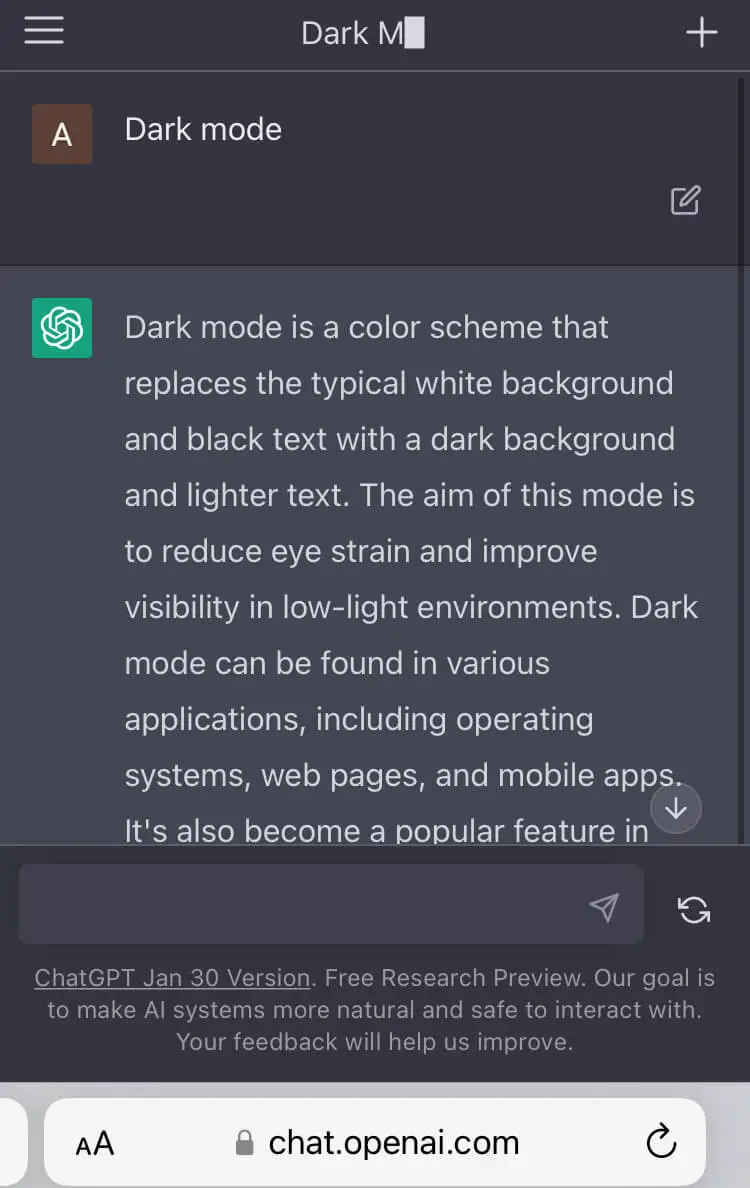 Chat GPT dark mode - how to use?
